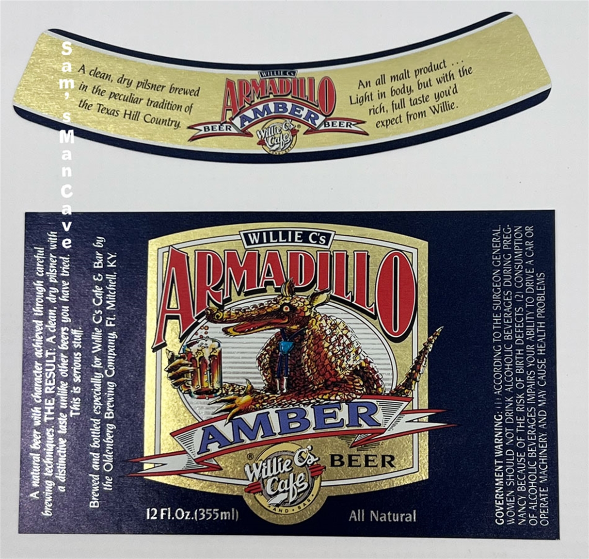 Willie C's Armadillo Amber Beer Label