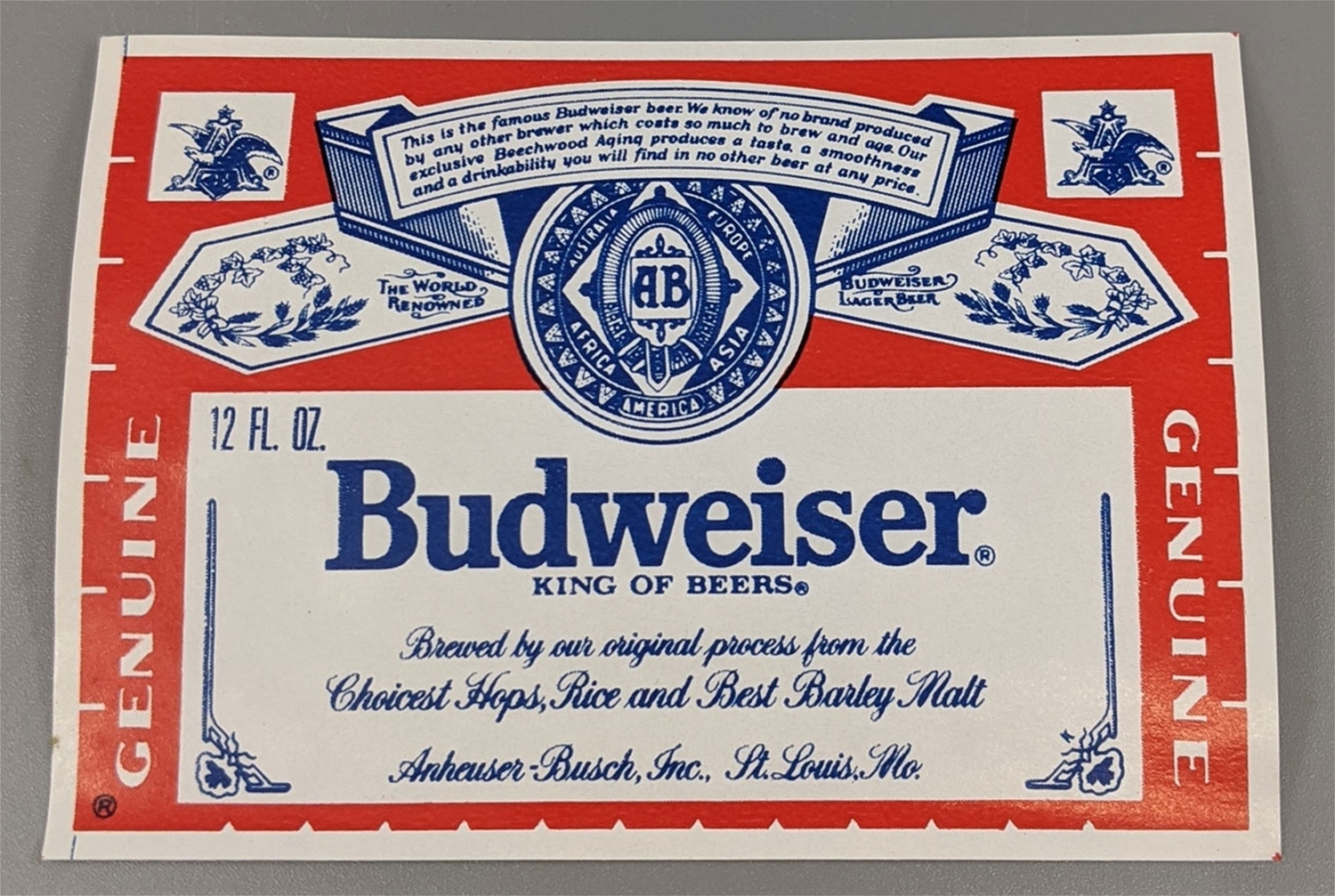Budweiser Beer Label