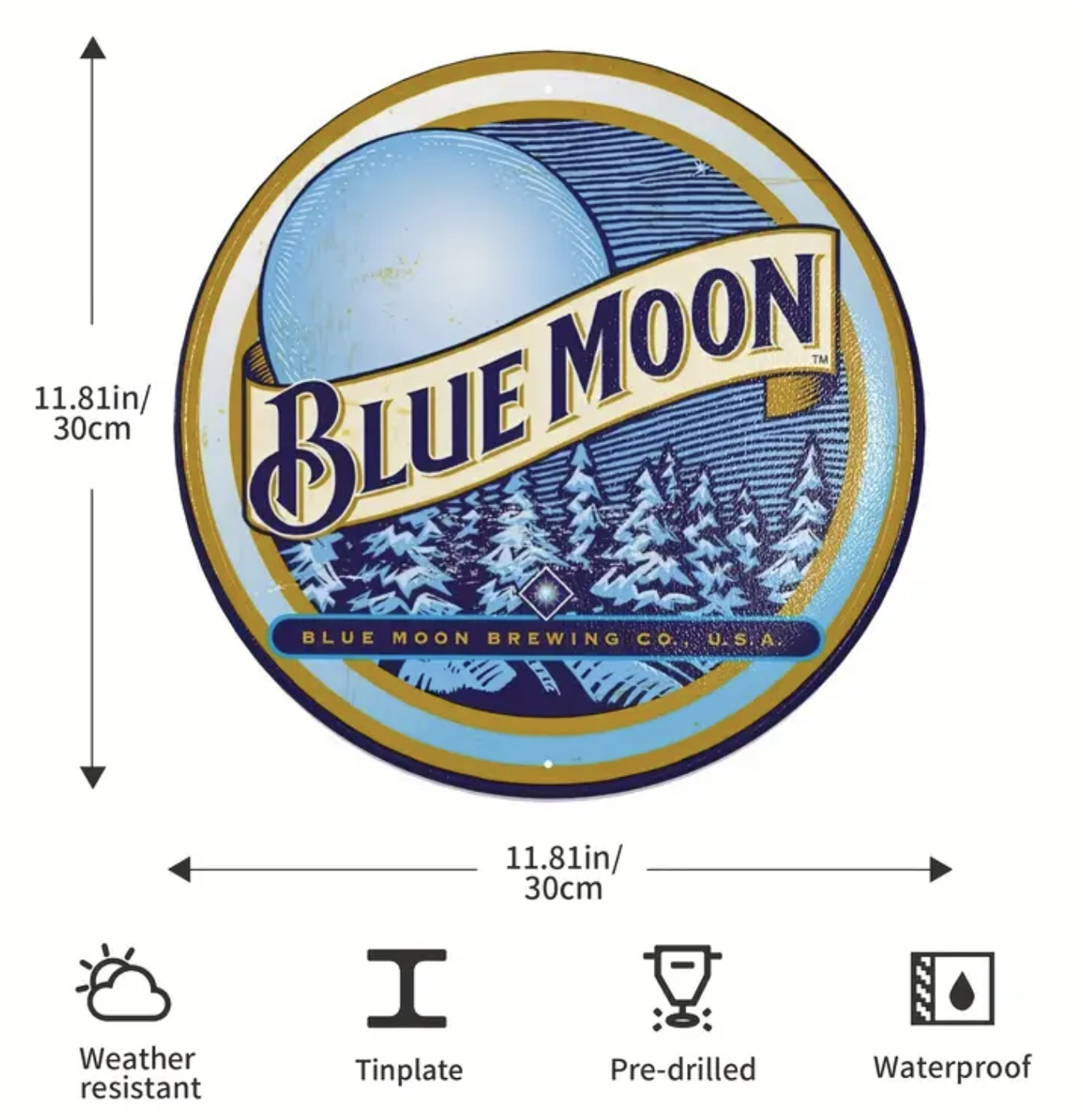 Blue Moon Metal Sign