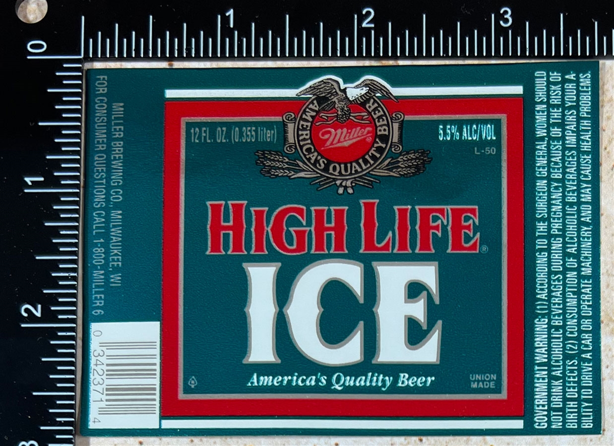 Miller High Life Ice Label