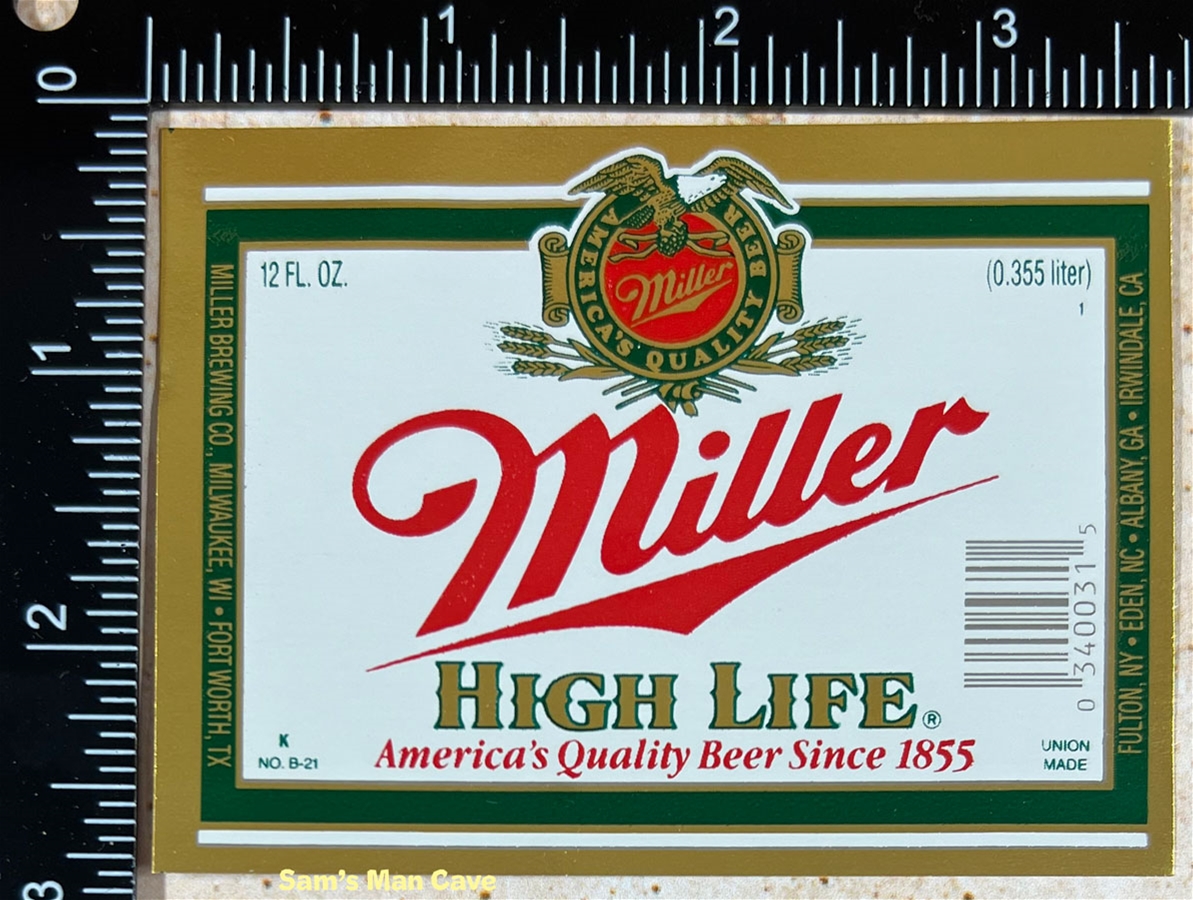Miller High Life Beer Label
