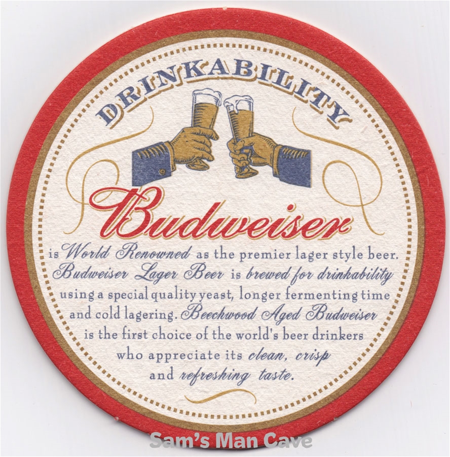 Budweiser Ingredients Beer Coasters Set of Six